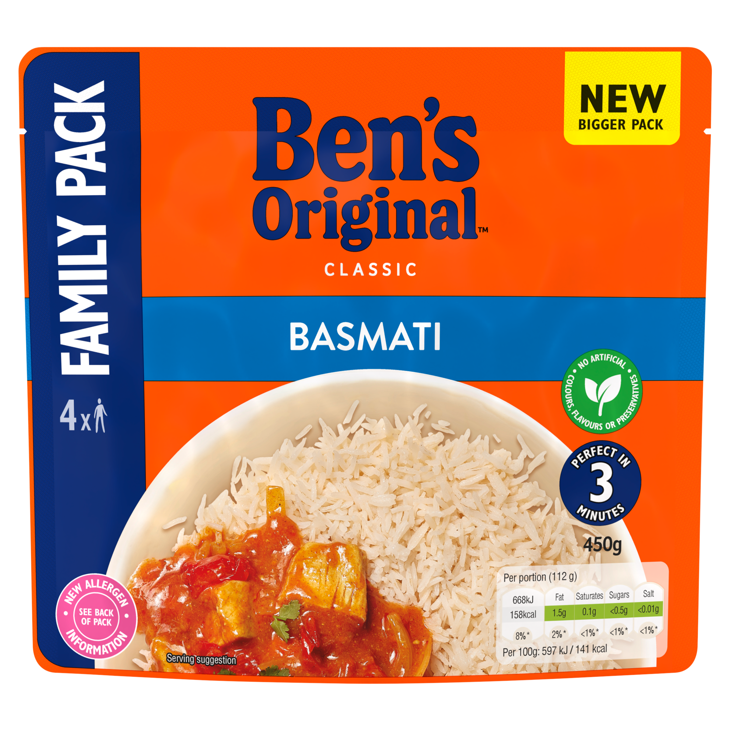 Bens Original Basmati Microwave Rice Family Pack 450g | Ben's Original