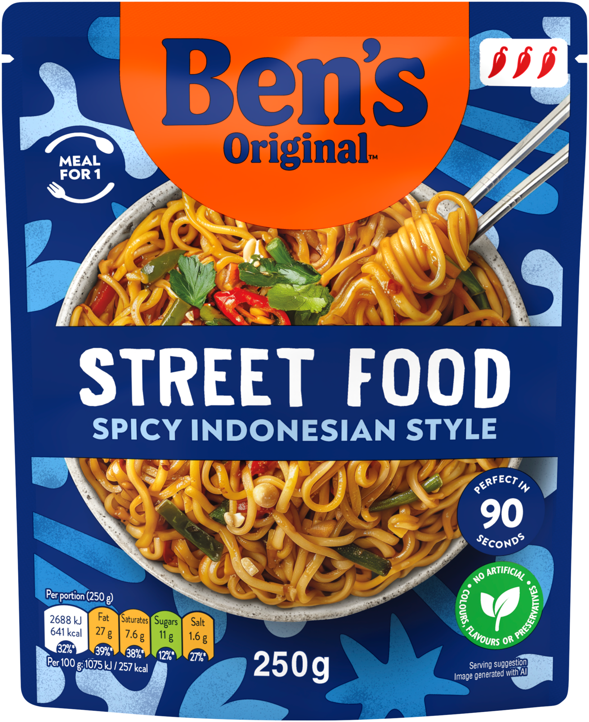 Bens Original Street Food Indonesian Spicy Noodles Ready Meal 250g ...